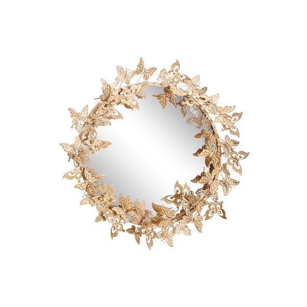 Grayson Lane 27.5-in x 27.5-in Round Gold Wall Mirror 362652 | RONA
