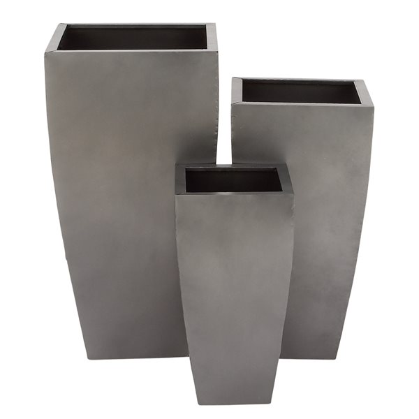 Grayson Lane 15-in W x 30-in H Contemporary Grey Metal Square Planters ...