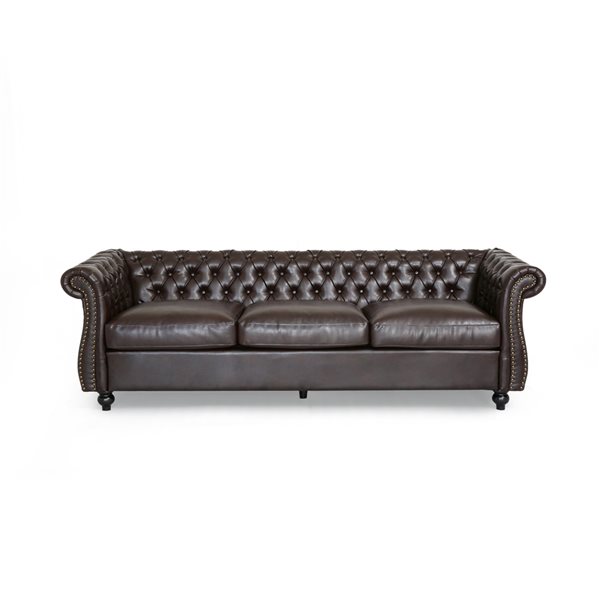 Best Selling Home Decor Somerville Modern Brown Faux Leather Sofa ...
