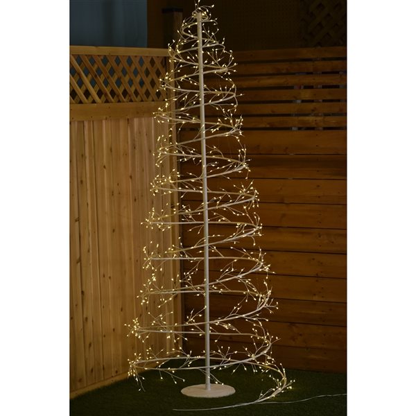 Hi-Line Gift Ltd. 78 3/4-in x 25 3/4-in White Metal LED-Lighted Tree ...