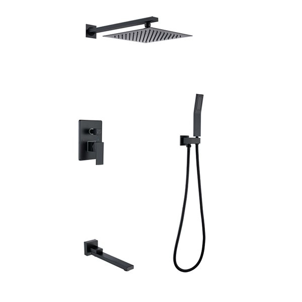 CASAINC Matte Black 10-in Wall Mount Built-In Shower System with ...