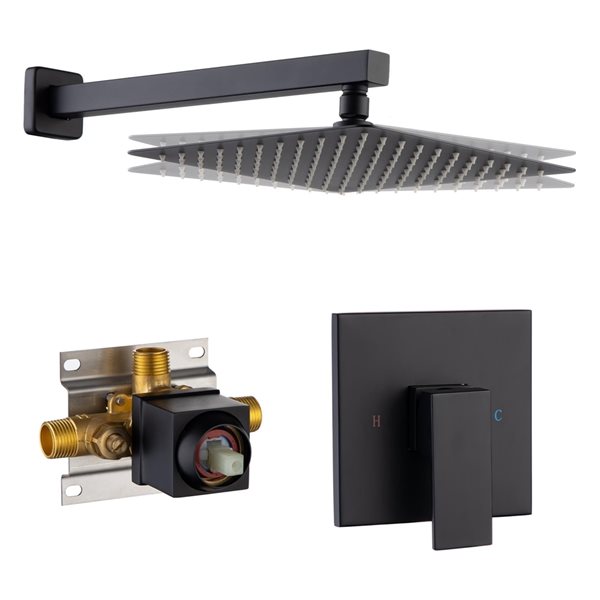 CASAINC Matte Black Square Built-In Shower System WF-DB93101H-10 | RONA