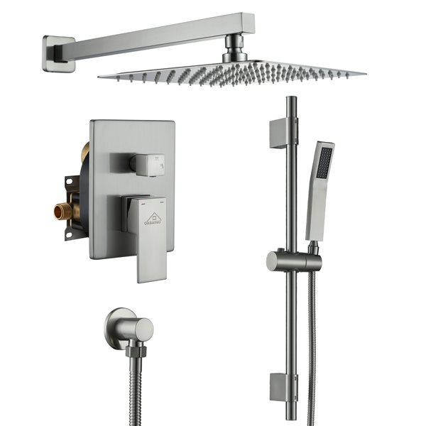 CASAINC Brushed Nickel 10-in Wall Mount Built-In Shower System with ...