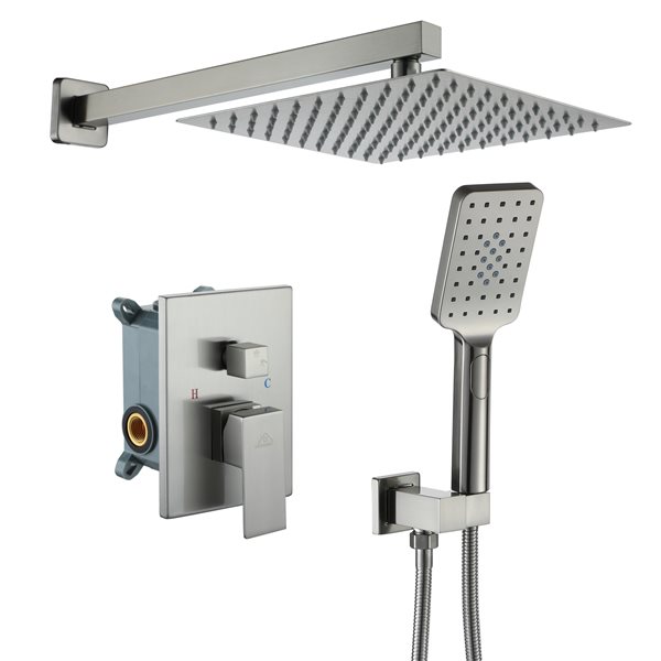 CASAINC Brushed Nickel Wall Mount Built-In Shower System with Rough-In ...