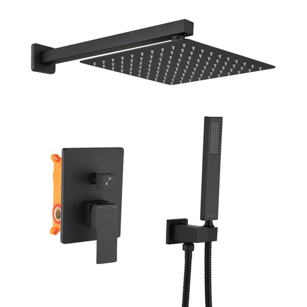 CASAINC 10-in Matte Black Wall Mount Built-In Shower System CS12-10MB ...