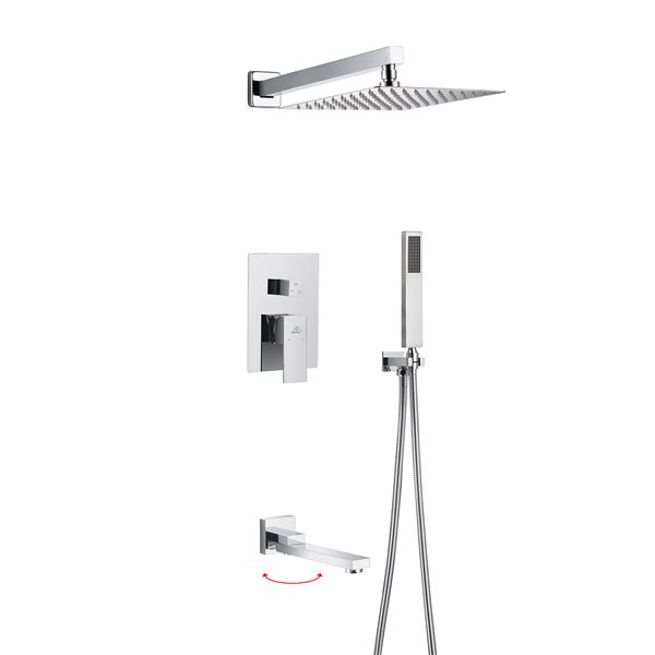CASAINC Chrome 3-Function 10-in Wall Mount Built-In Shower System | RONA