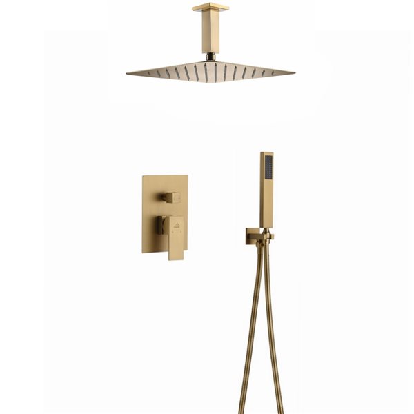 CASAINC Brushed Gold Ceiling Mount 2-Function Built-In Shower System | RONA