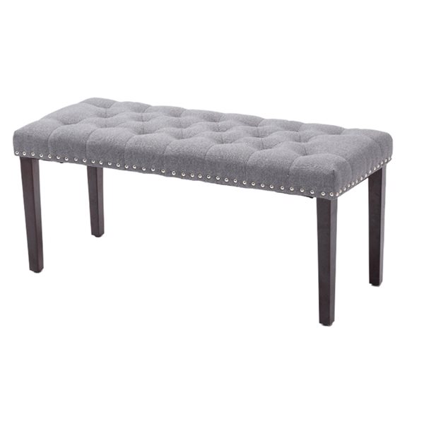 iH casadécor Modern Grey Tufted Velvet Bench PL-3001GY | RONA