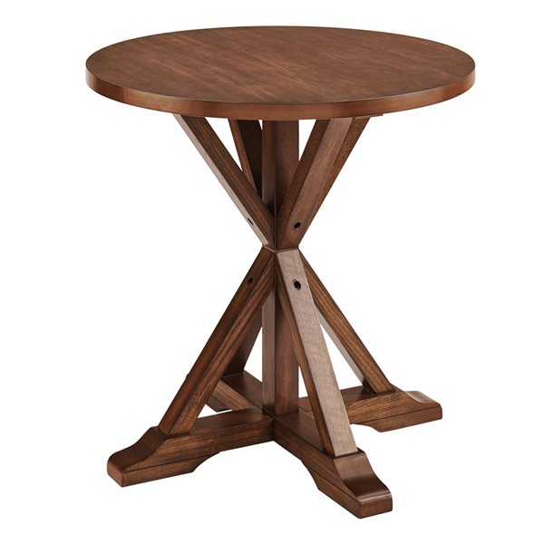 Southern Enterprises Ingner Brown Round Fixed Standard Wood Table with ...
