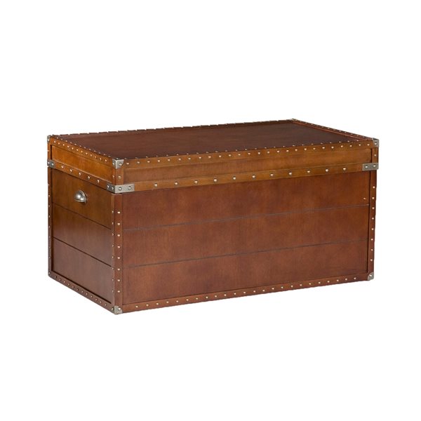 Southern Enterprises 6-cu ft Walnut Brown Composite Wood Storage Trunk ...
