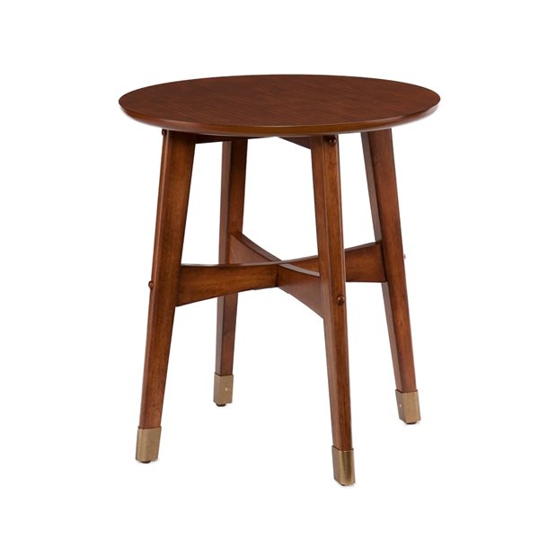 Southern Enterprises Laden Dark Sienna Wood Round End Table ATG2262CK ...