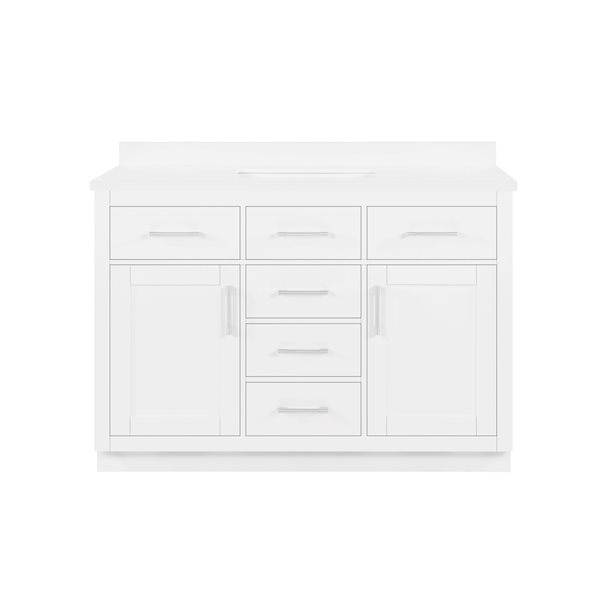 OVE Decors Bailey 48-in White Single Sink Bathroom Vanity with White ...