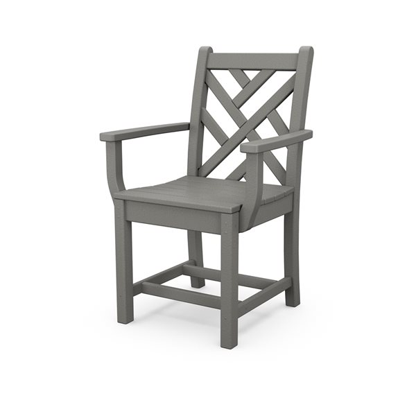 POLYWOOD Chippendale Slate-Grey Plastic Dining Arm Chair CDD200GY | RONA
