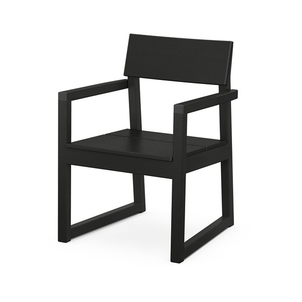 POLYWOOD Edge Black Plastic Dining Arm Chair EMD200BL | RONA
