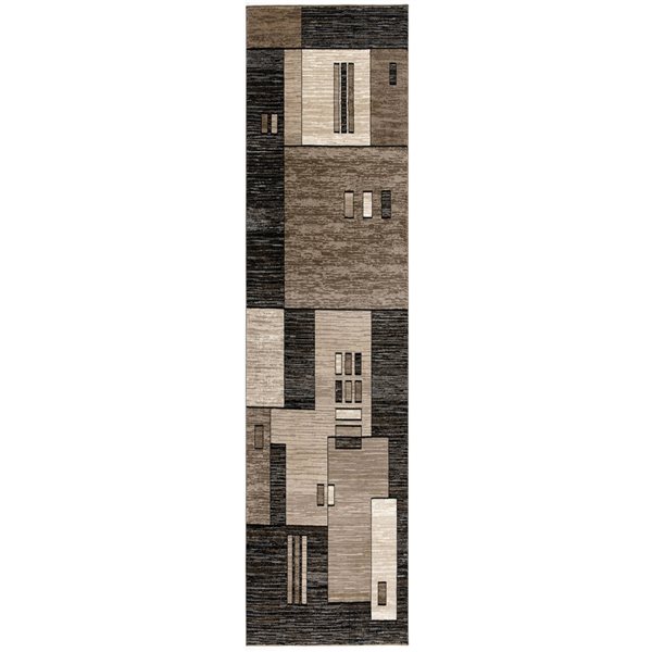 Rug Branch Modern Geometric Checkered Brown Beige Indoor Runner Rug ...