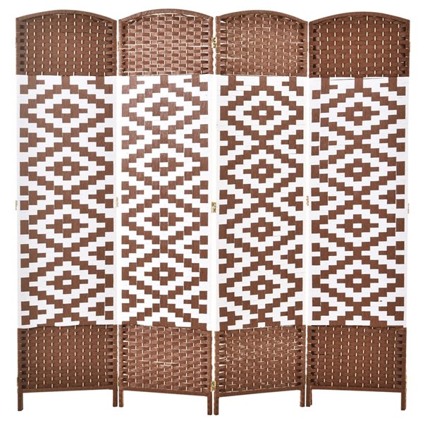 HOMCOM 4-Panel Foldable Brown Resin Wicker Indoor Privacy Screen 830 ...