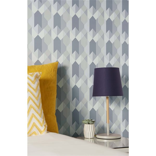 Coloroll Copenhagen 56.4-sq. ft. Grey Paper Geometric Unpasted ...