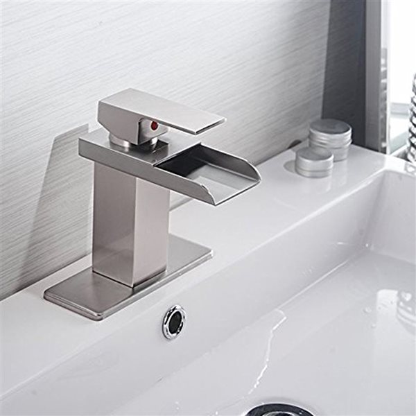 Kinwell Brushed Nickel 1 Handle Single Hole Bathroom Sink Faucet Drain