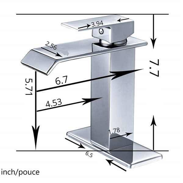 Kinwell Chrome 1 Handle Single Hole Bathroom Sink Faucet Deck Plate