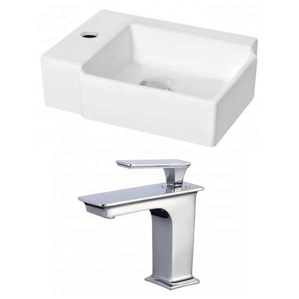 American Imaginations Rectangular White Ceramic Wall-Mount Bathroom ...