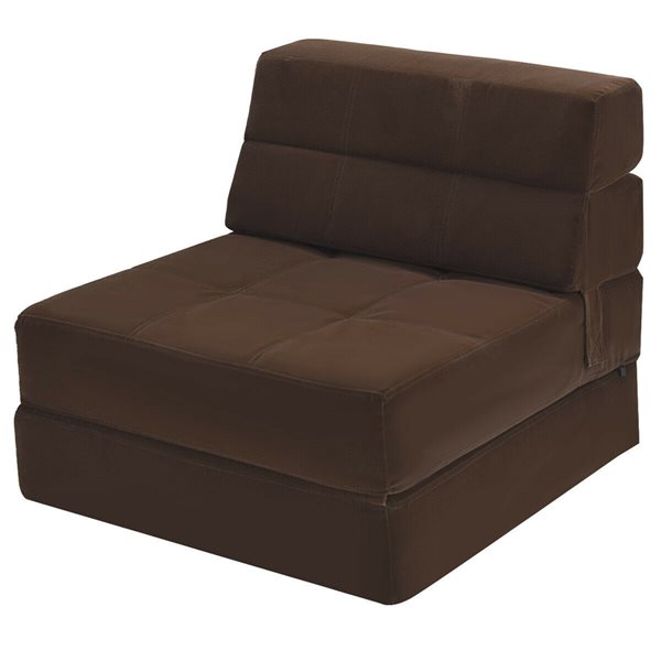 Costway Modern Brown Velvet Fold Down Accent Chair HW58039 | RONA