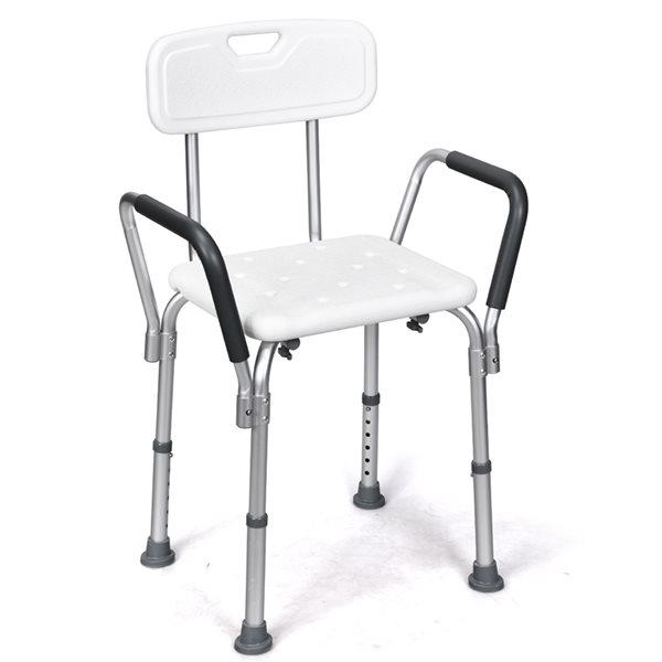 Costway White Plastic Adjustable Height Freestanding Shower Chair ...