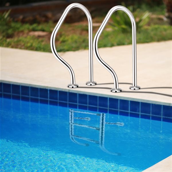 Costway 30-in 3-Step Steel Drop-In Pool Steps with Outside Ladder Hand ...