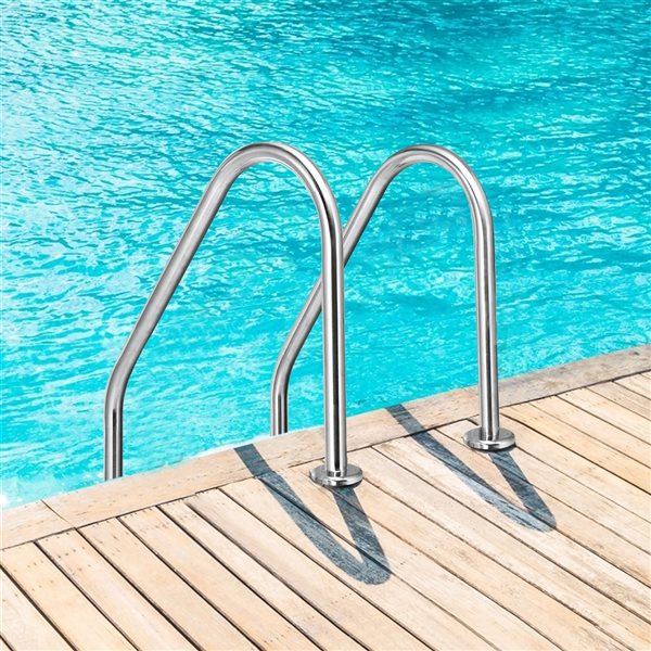 Costway 30-in 2-Step Steel Drop-In Pool Steps with Outside Ladder Hand ...
