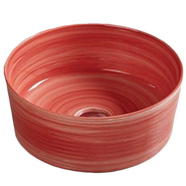 American Imaginations Red Swirl Ceramic Vessel Round Bathroom Sink (14. ...