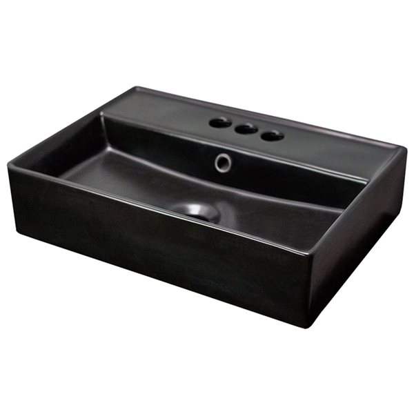 American Imaginations Black Rectangular Ceramic Vessel Bathroom Sink ...