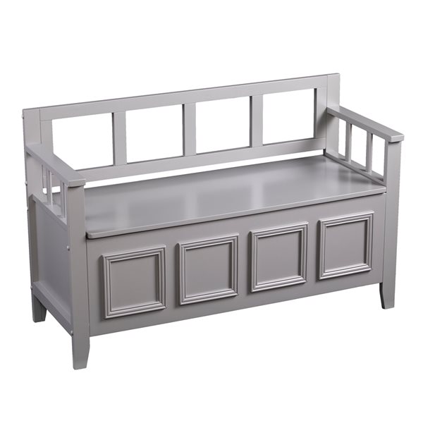 Southern Enterprises Ralsey Farmhouse Storage Bench with Grey Frame and ...