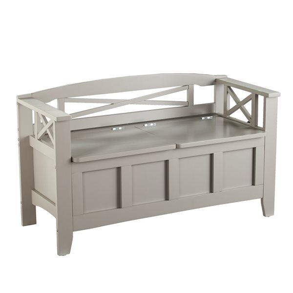 Southern Enterprises Engra Casual Storage Bench with Grey Frame and ...