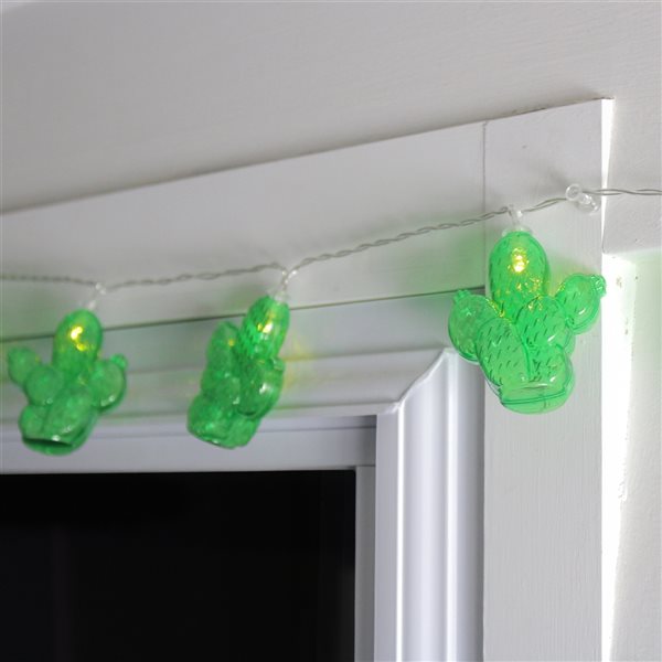 NorthLight 4.5-ft 10-Light Battery-Operated Green Prickly Pear Cactus ...