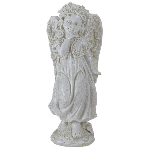 Northlight 9.75-in Ivory Standing Angel with Floral Crown Outdoor ...