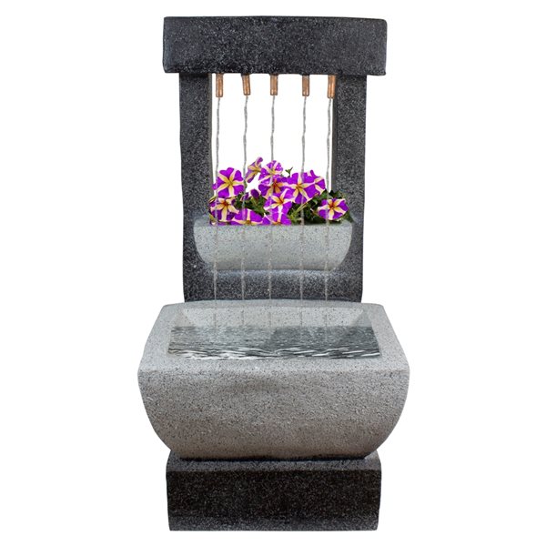 Northlight 26-in H Resin LED Rainfall Planter Outdoor Fountain 34740457 ...