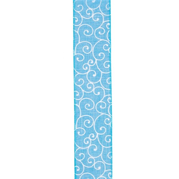 Northlight 2.5-in x 10-yd Blue and White Polyester Wired Swirl Craft ...