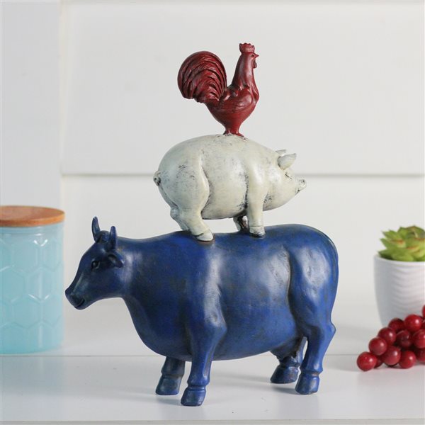 Northlight 12-in Stacked Farm Animals Outdoor Garden Statue 33377626 | RONA