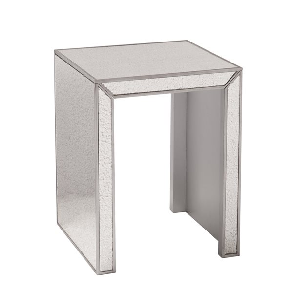 Southern Enterprises Quetter Distressed Silver Mirror Square End Table ...