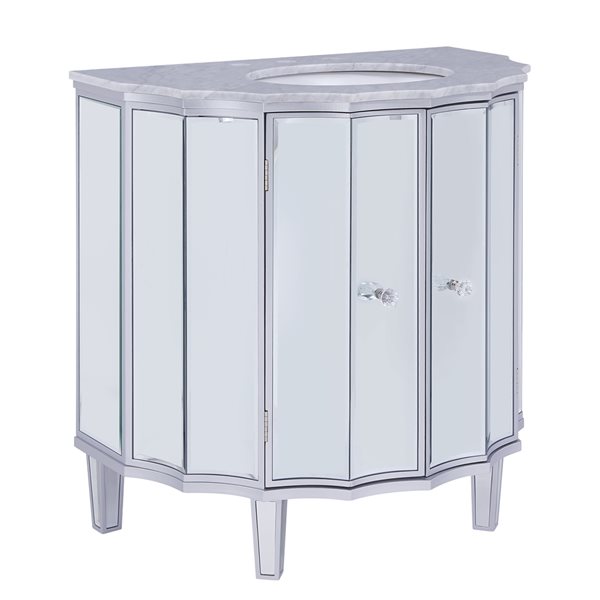 Southern Enterprises Holmes 33-in Mirrored Matte Silver Single Sink ...