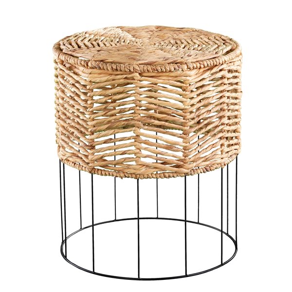 Southern Enterprises Corto Natural Brown/Black Wicker Round End Table ...