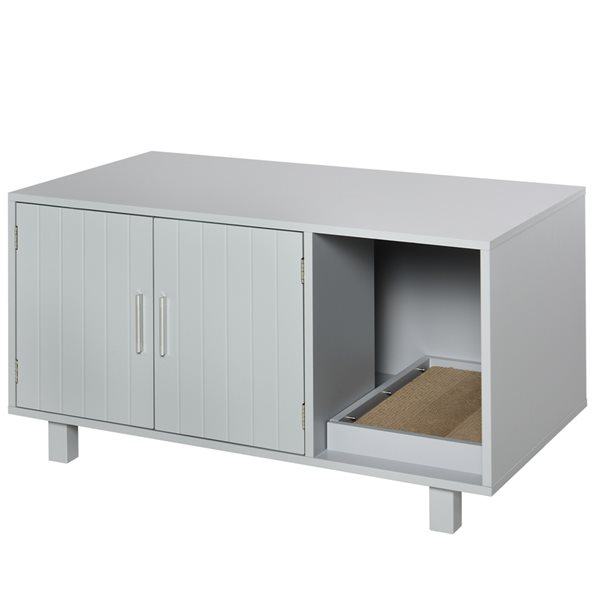 PawHut Grey Litter Box with Scratcher D31-016GY | RONA