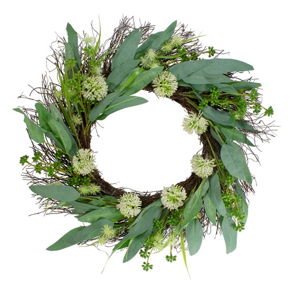 Northlight 23-in Green/White Artificial Olive Leaf Wreath 34769215 | RONA