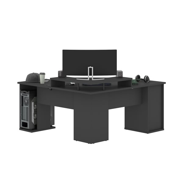 Bestar Hampton 65.94-in Grey Modern/Contemporary Corner Desk 69431 ...