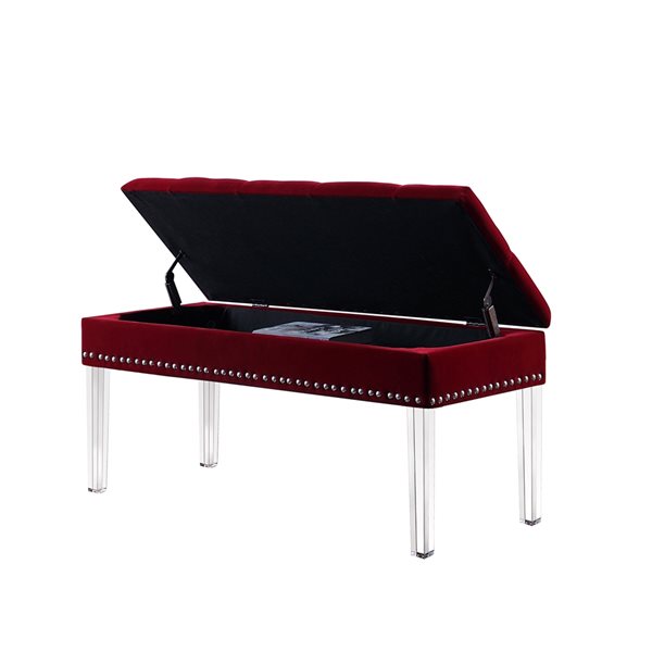 ORE International Mid-Century Modern Red Storage Bench HB4749 | RONA