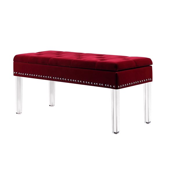 ORE International Mid-Century Modern Red Storage Bench HB4749 | RONA