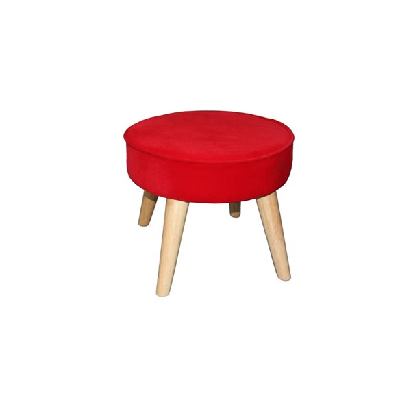 ORE International Mid-Century Modern Red Polyester Round Ottoman HB4652 ...
