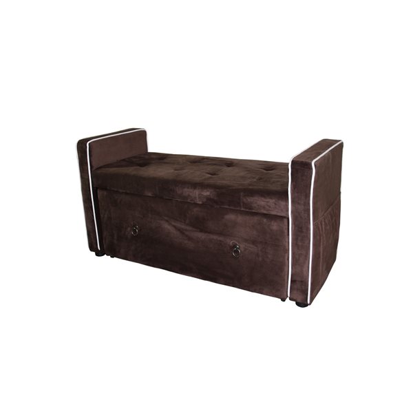 ORE International Modern Brown Suede Storage Bench HB4664 | RONA