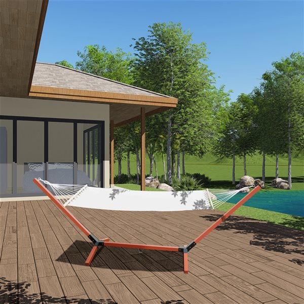 Hamac en tissu blanc par Outsunny de 130 po x 47 po avec support en ...