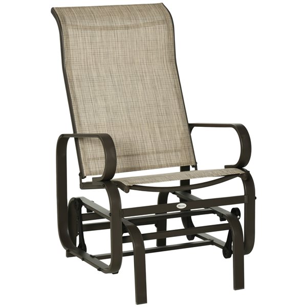 Outsunny Metal Glider Rocker with Brown Mesh Seat 84A-009GD | RONA