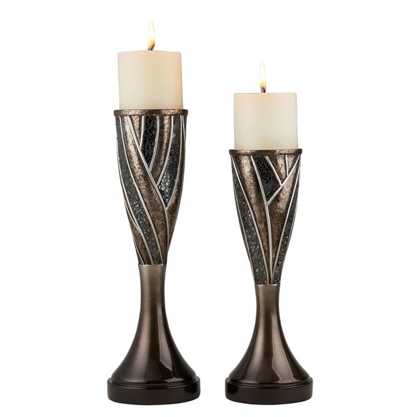 ORE International Lelei Resin Pillar Candle Holder - Set of 2 K-4293C ...